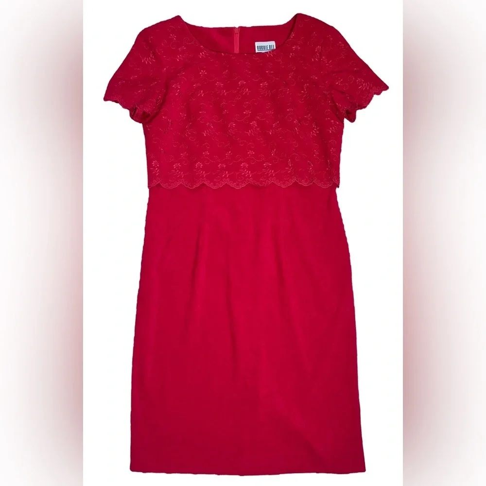 Vintage | Dresses | Vintage Red Floral Embroidery Layered Bodice Dress ...